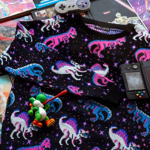 Dinosaur Fossil Knit Sweater Pullover - Etsy