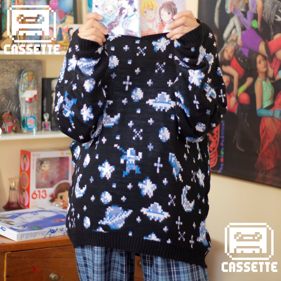 Cool Pixel Space Knit Sweater - Etsy