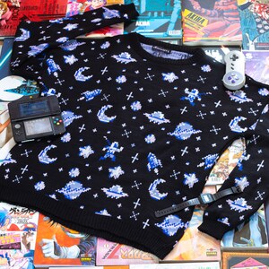 Cool Pixel Space Knit Sweater - Etsy
