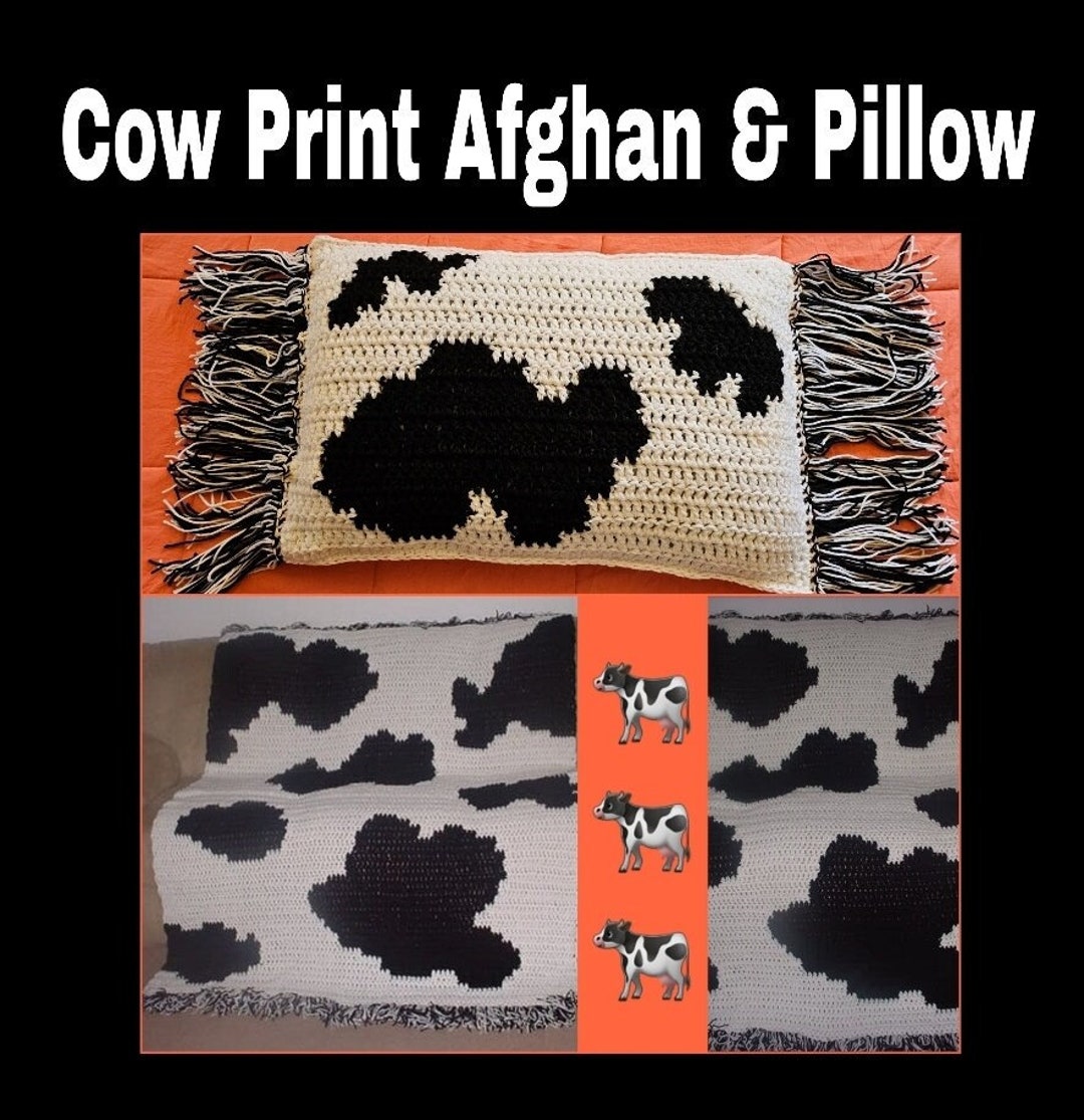 COW PRINT Afghan and Pillow Cover - Pdf - Etsy