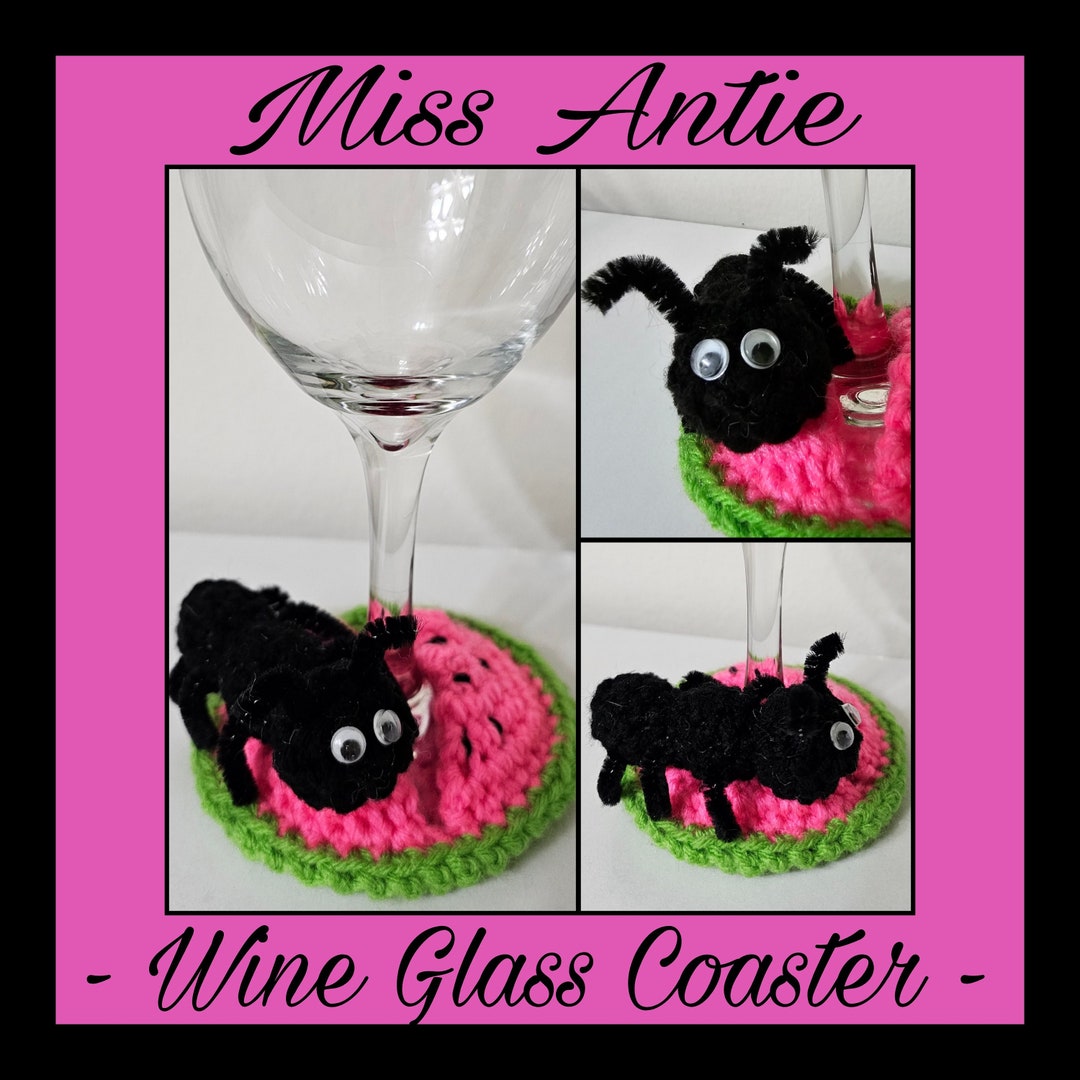 MISS ANTIE - Wine Glass Coaster - Pdf Pattern - Etsy
