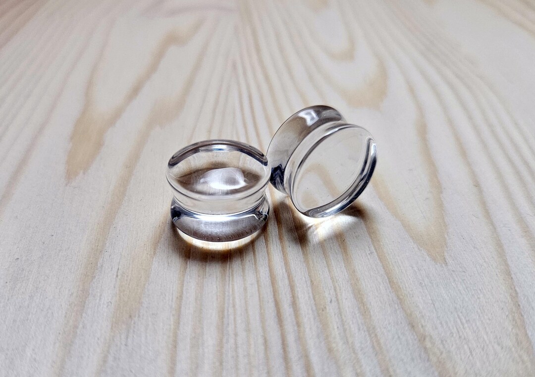 Clear Glass Double Flare Ear Plugs | Transparent Ear Stretchers | Glass ...