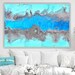Turquoise Abstract Blue Painting, Large Canvas Print, Blue Silver Wall ...