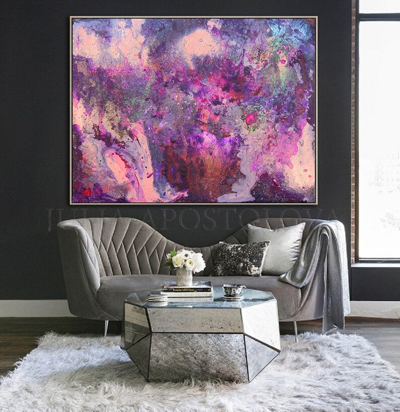 Art ABSTRACT Print PURPLE PAINTING Large Wall Art Decor | Etsy