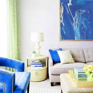 90'' Blue Silver Wall Art Set of 2 Prints | Etsy