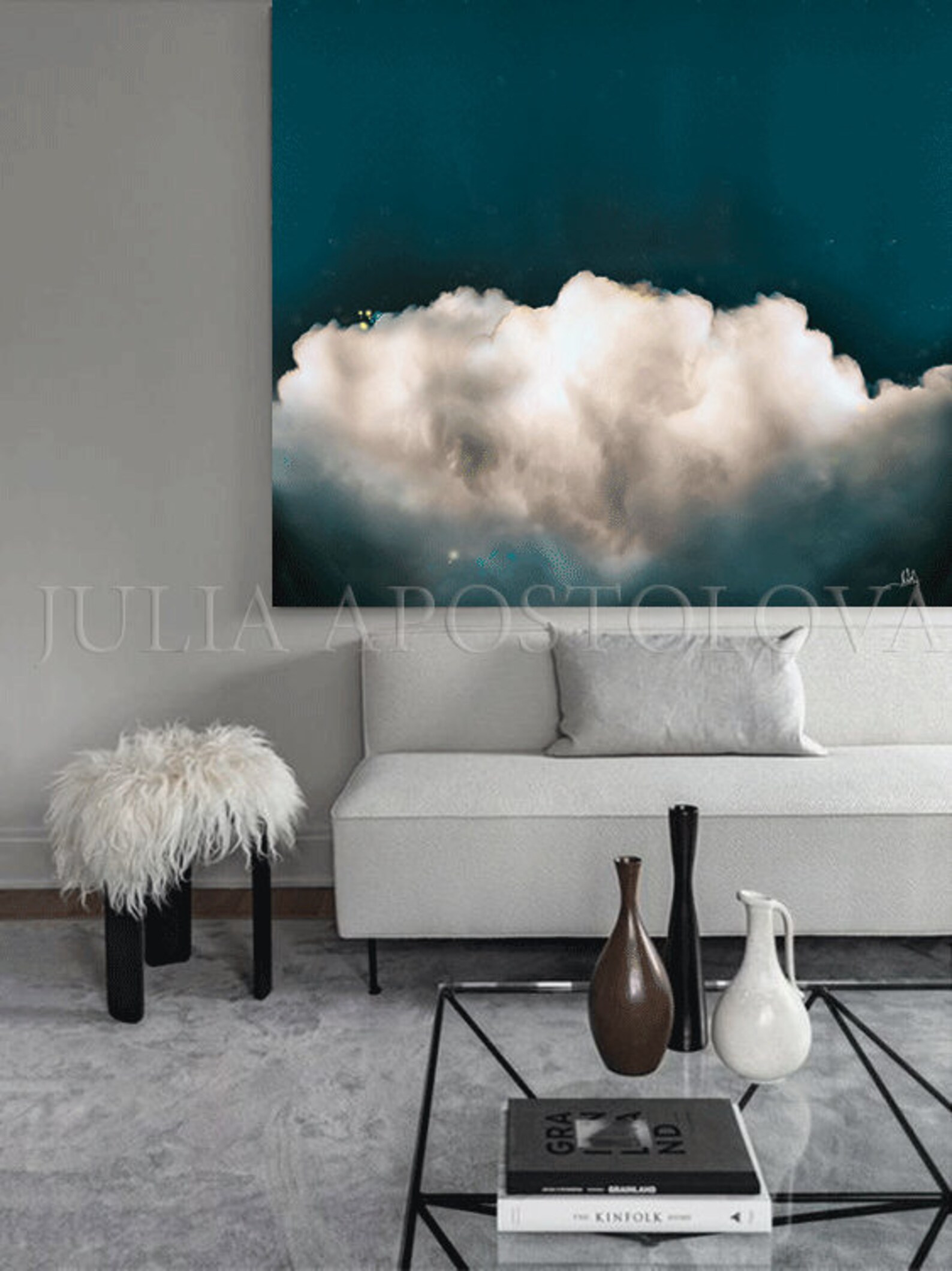 Large Canvas Abstract Cloud Painting Minimalist Wall Art for | Etsy