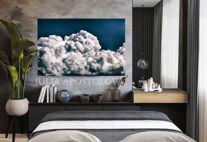 Blue Cloud Art Cloud Painting Navy Blue Wall Art Extra Large - Etsy