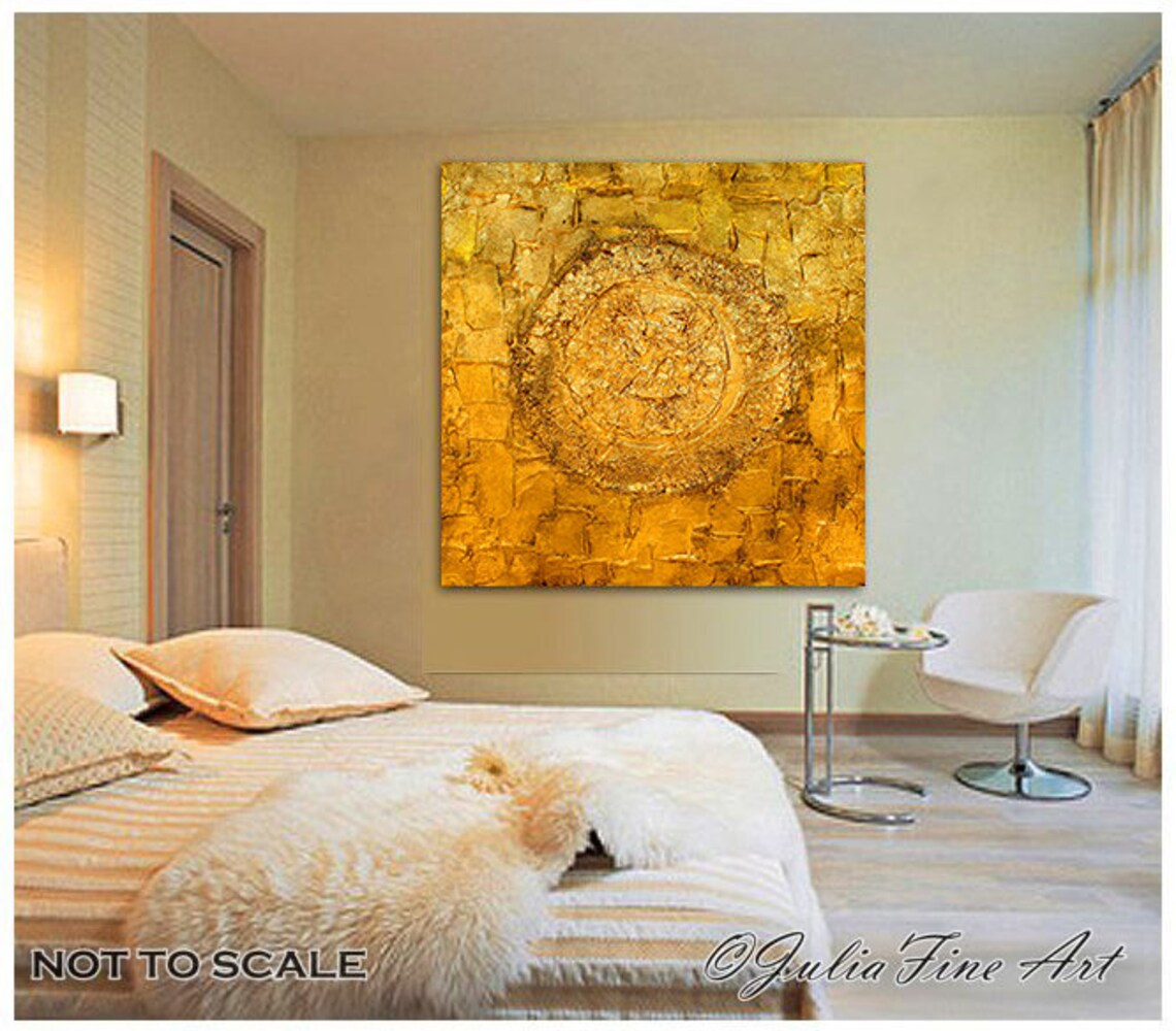 70''huge Abstract, Triptych Painting, 3 Parts Canvas Print, Gold ...
