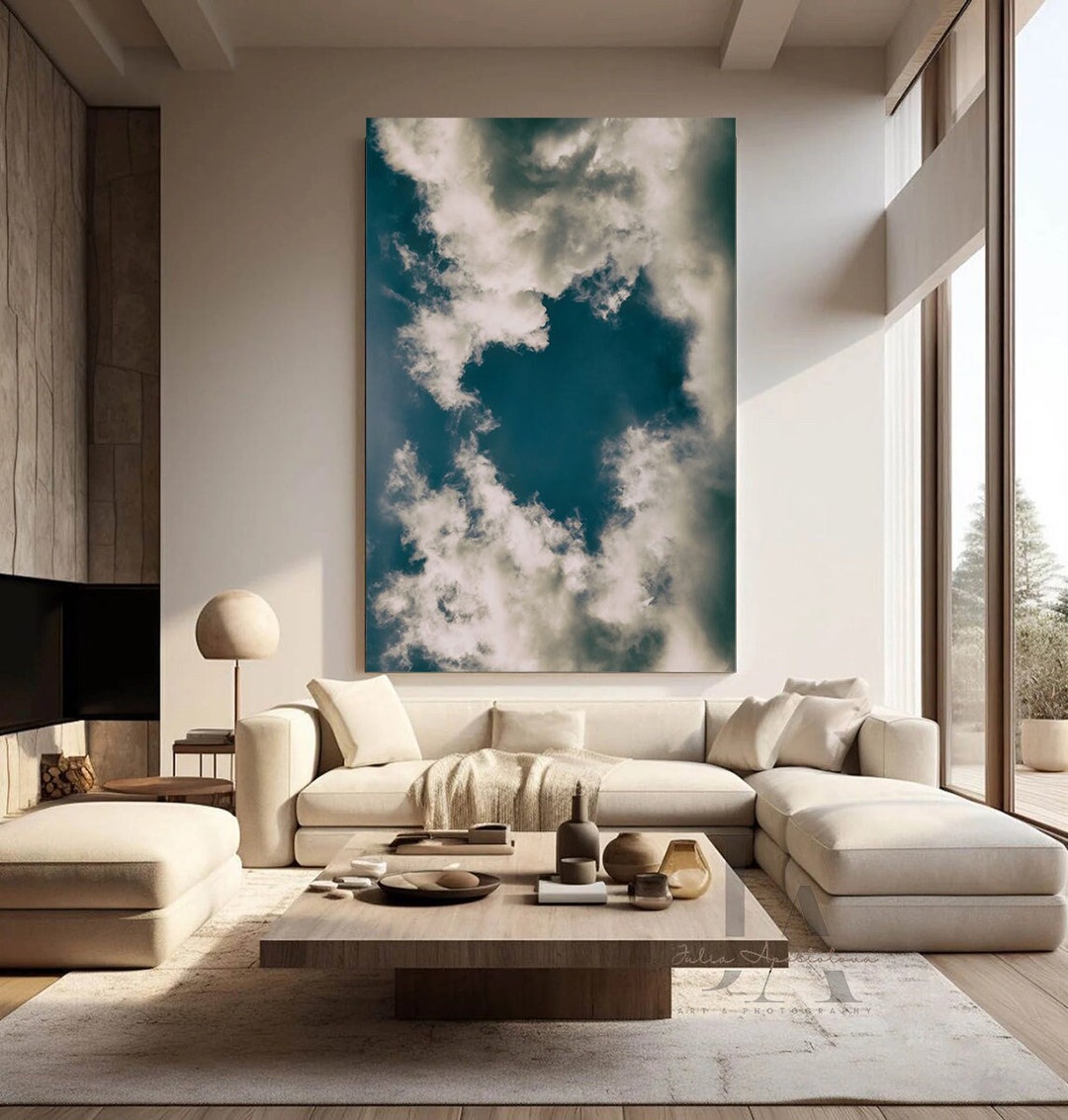 Large Cloud Painting Minimalist Cloud Wall Art Canvas Print Aesthetic ...