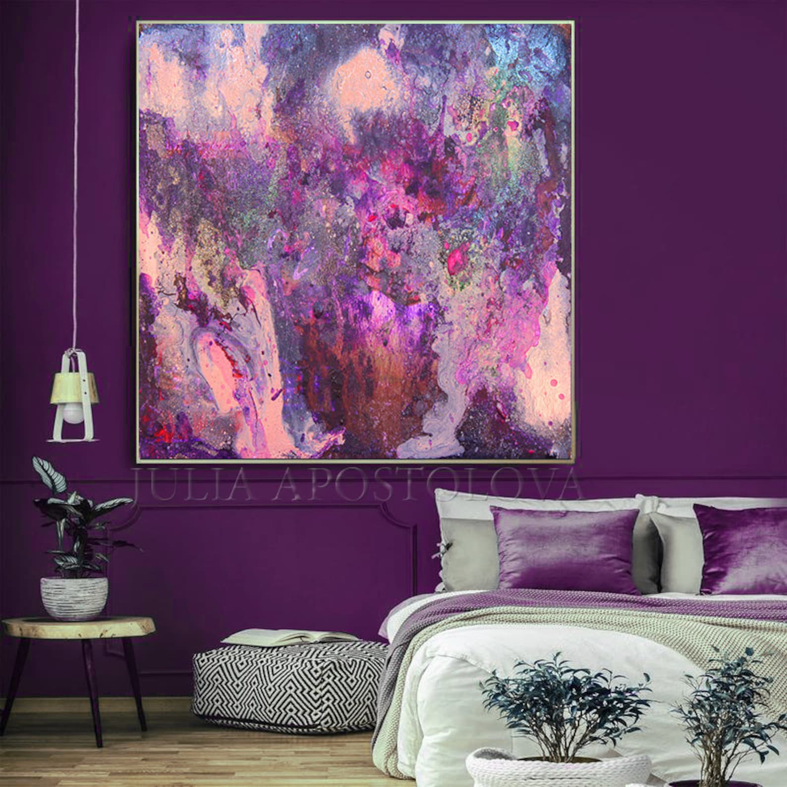 Art ABSTRACT Print PURPLE PAINTING Large Wall Art Decor | Etsy