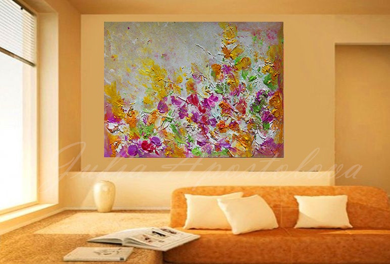Large Wall Art Floral Abstract Painting Print Colorful Art | Etsy