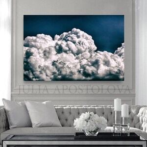 Blue Cloud Art Cloud Painting Navy Blue Wall Art Extra Large - Etsy