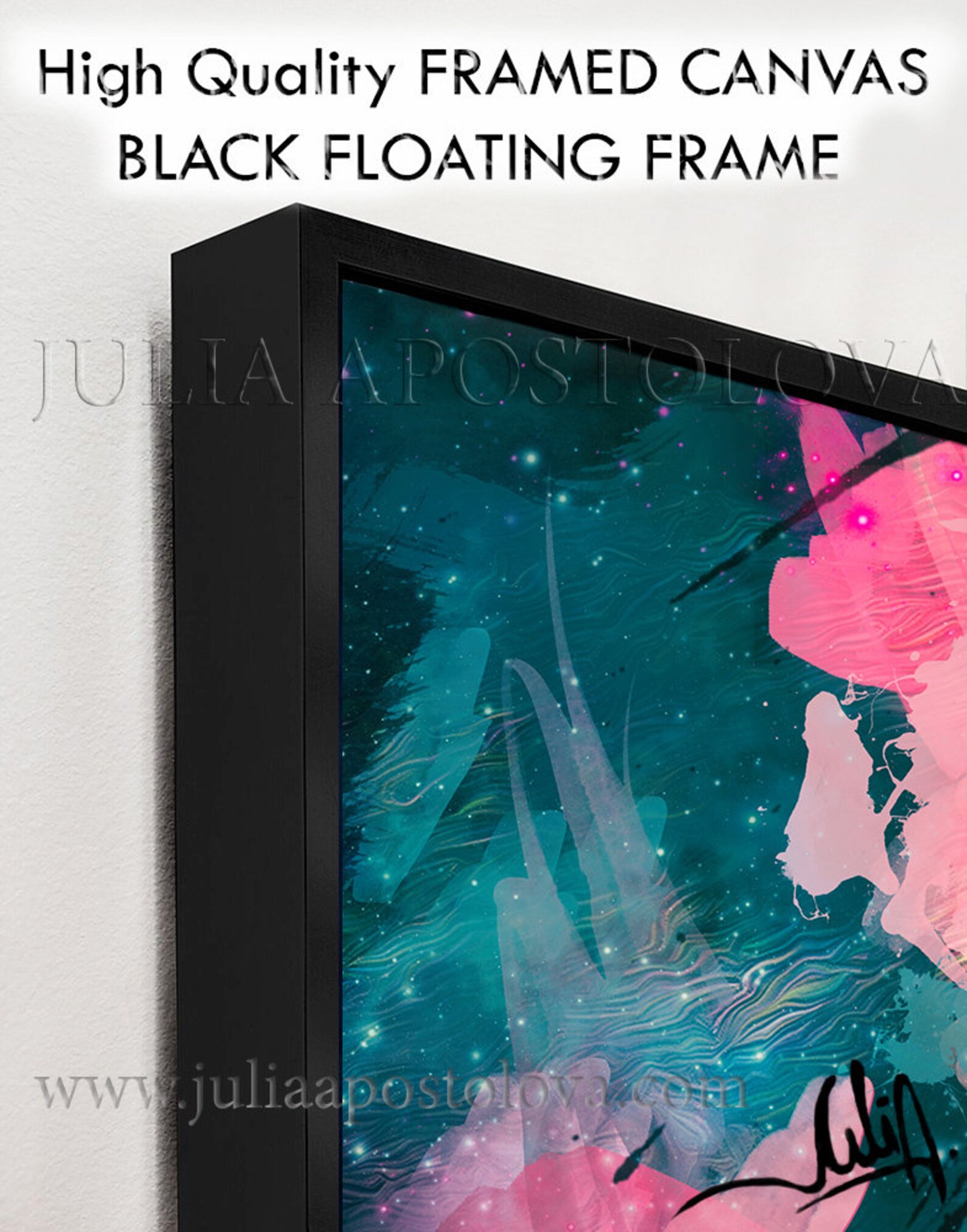 Art Print, Abstract Painting, Teal Pink Wall Art, Large Canvas Art ...