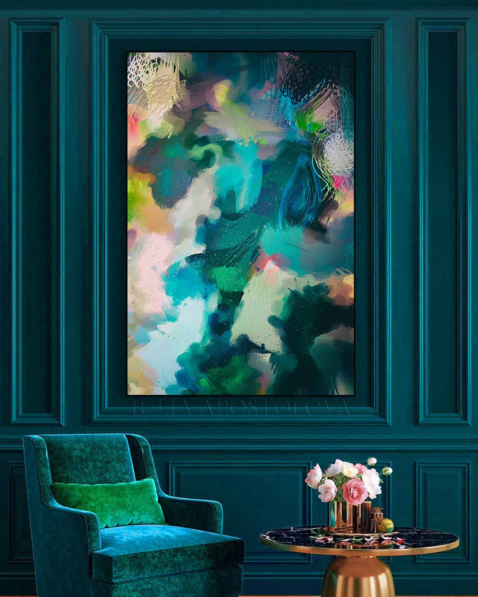 Art Print Abstract Painting Teal Print Large Canvas Art - Etsy