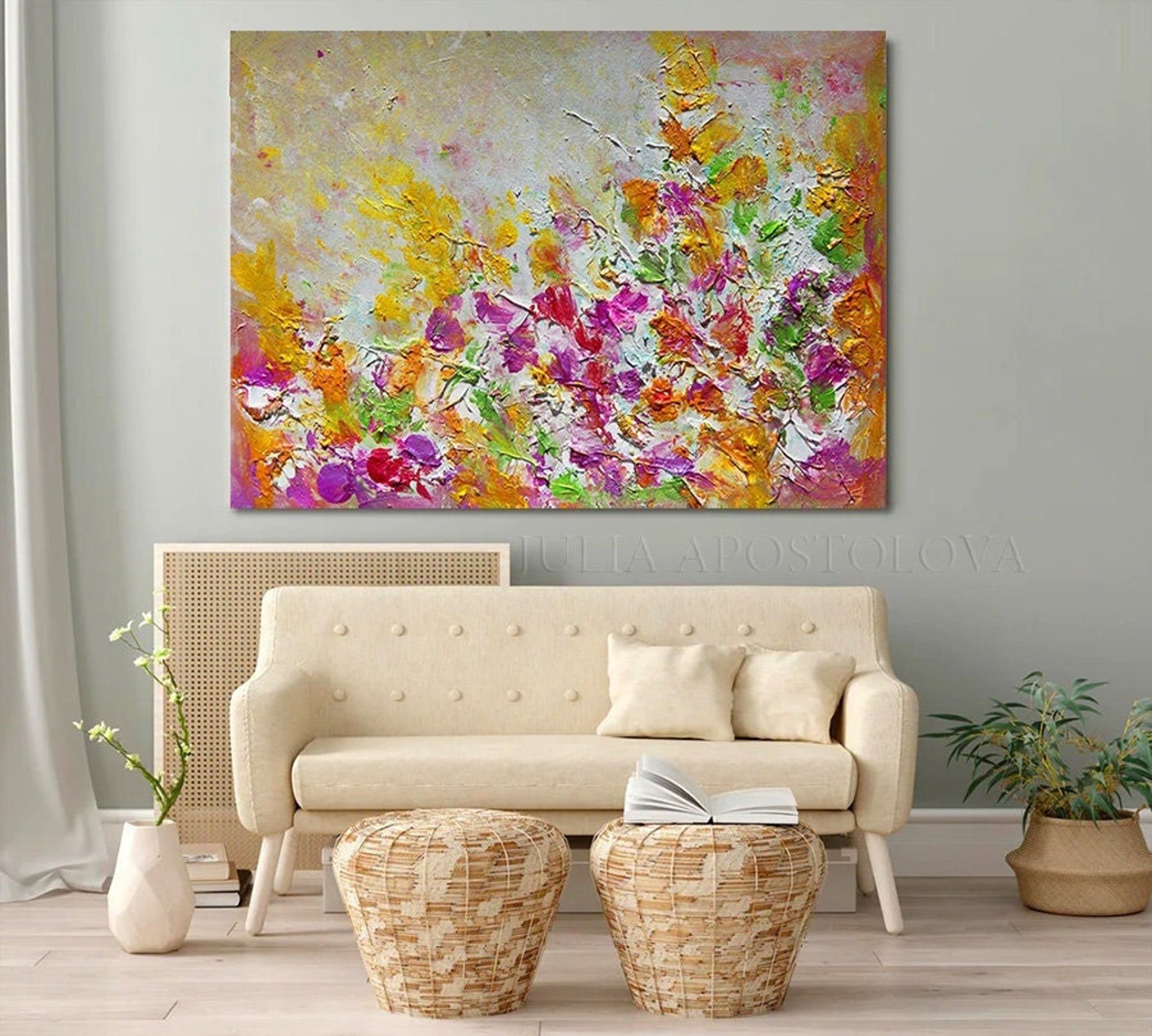Large Wall Art Floral Abstract Painting Print Flowers Art - Etsy