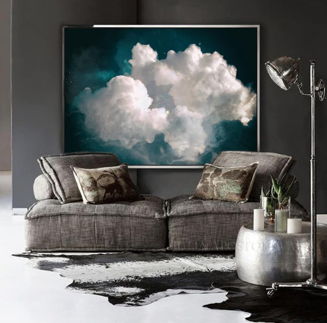 Fluffy Clouds, CLOUD PAINTING, Extra Large Cloud Print, Modern Canvas Art, Abstract Clouds ...