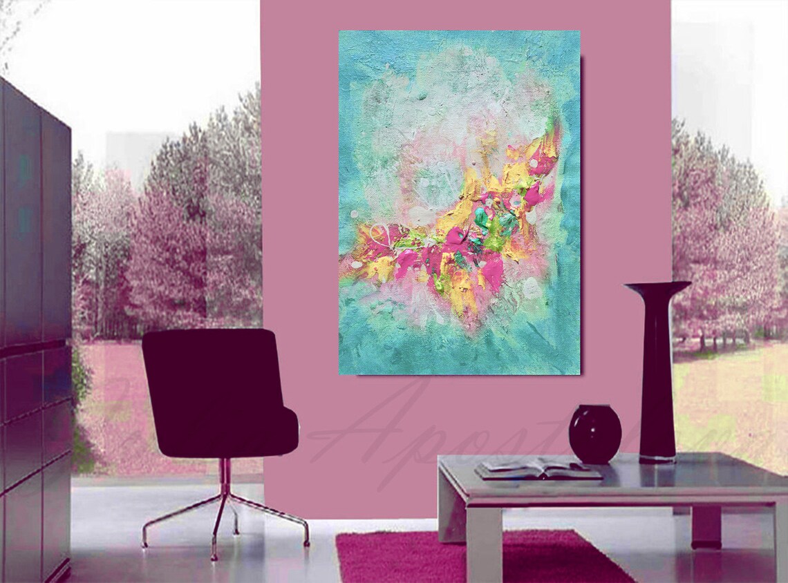 Tropical Abstract Painting Hawaiian Beach Topaz Turquoise | Etsy