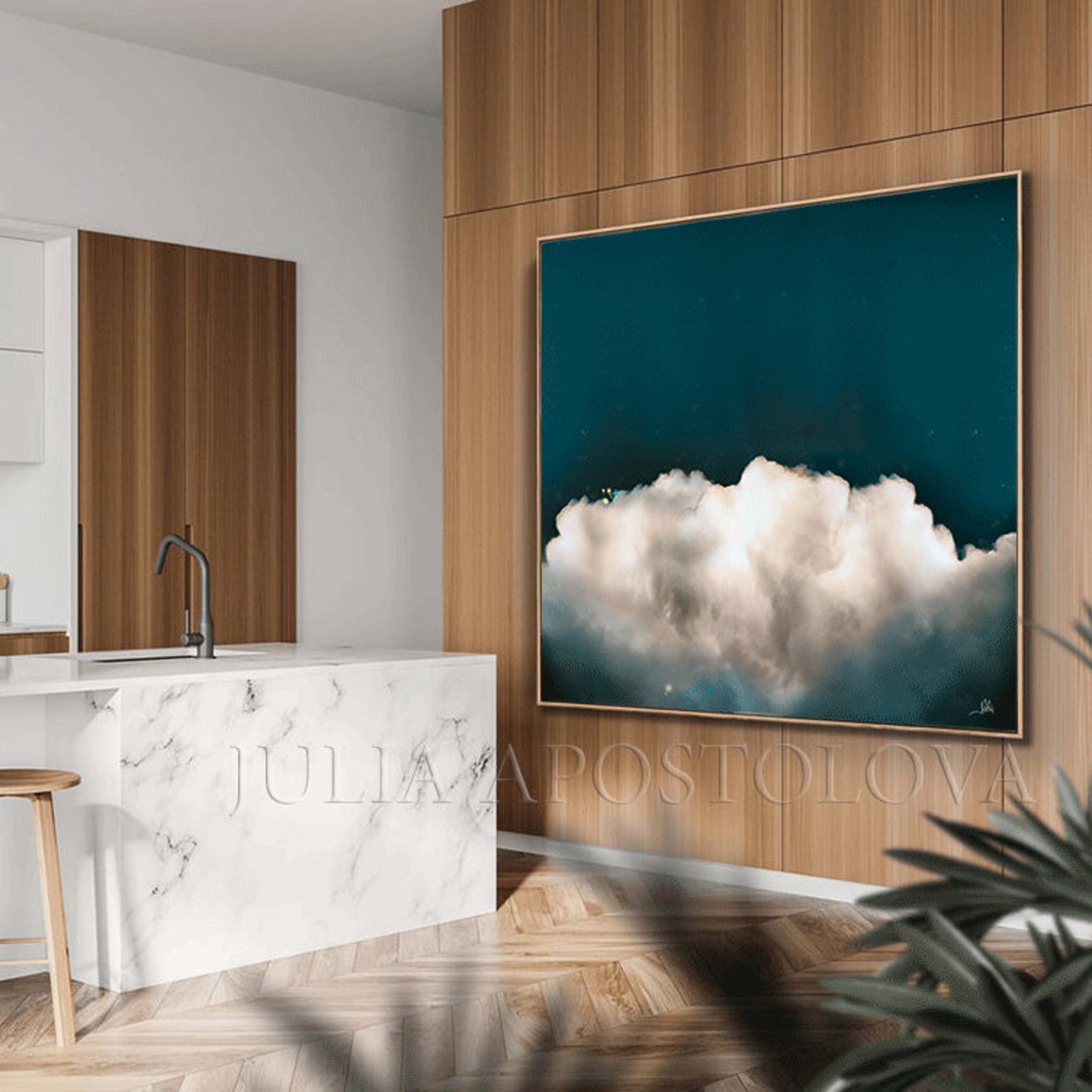 Large Canvas Abstract Cloud Painting Minimalist Wall Art for | Etsy