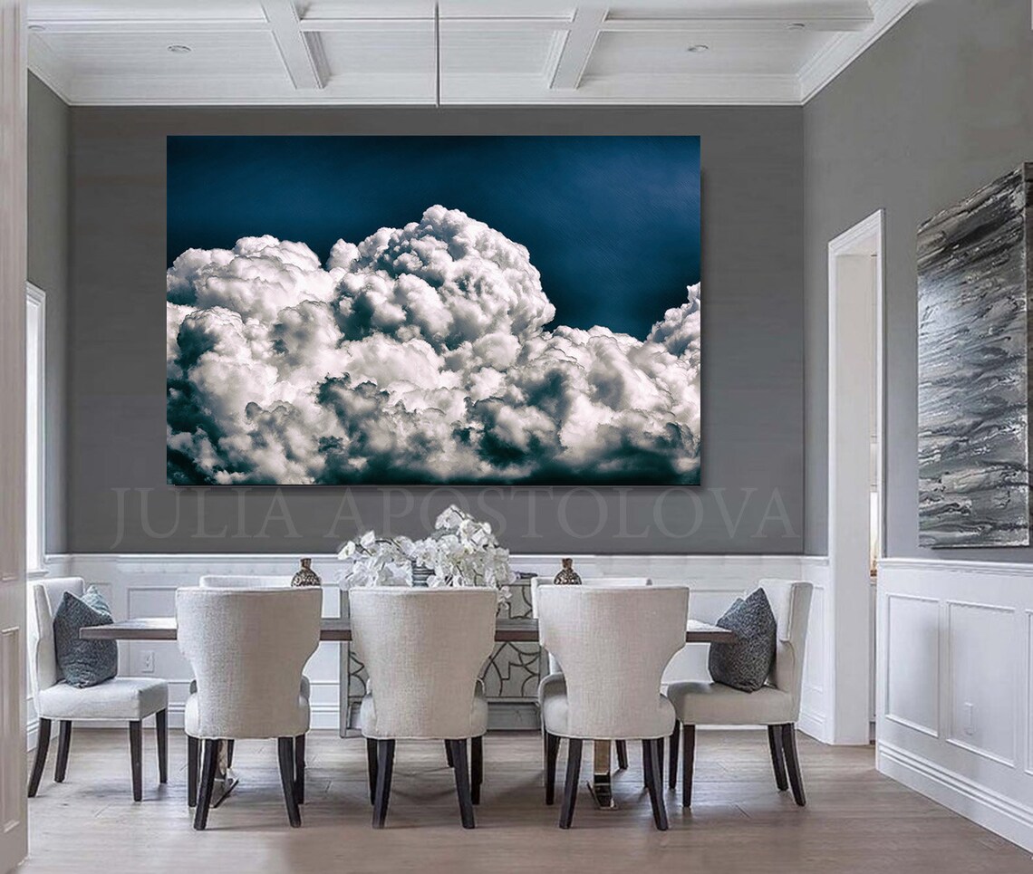 Blue Cloud Art Cloud Painting Navy Blue Wall Art Extra Large - Etsy