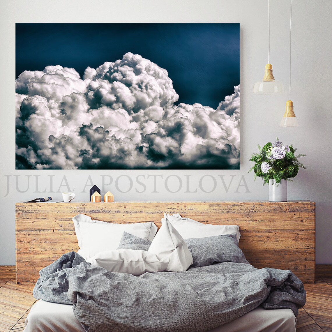 Blue Cloud Art Cloud Painting Navy Blue Wall Art Extra Large - Etsy