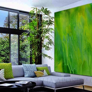 Green Abstract Large Print Art Green Painting Zen Green - Etsy
