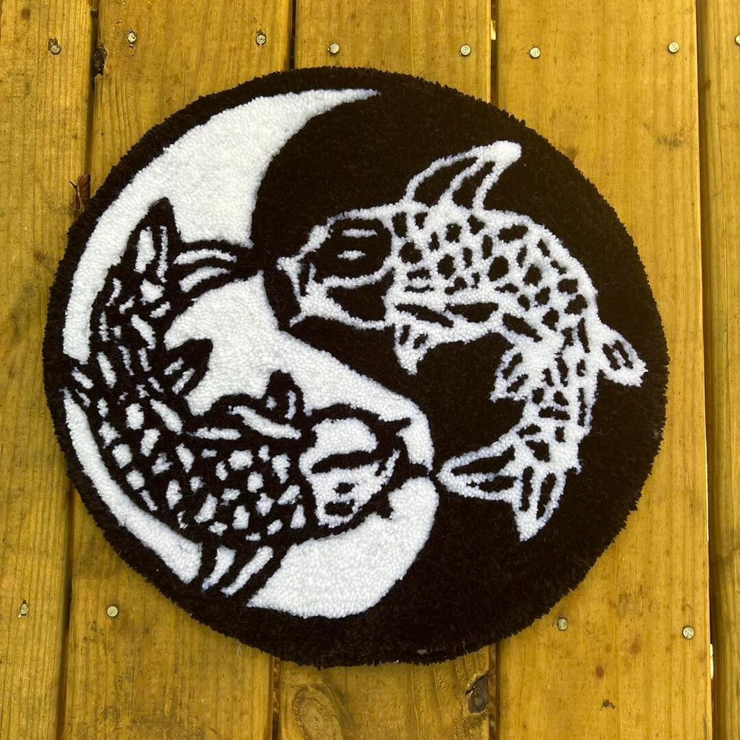 Koi Fish Yin Yang Rug - Etsy
