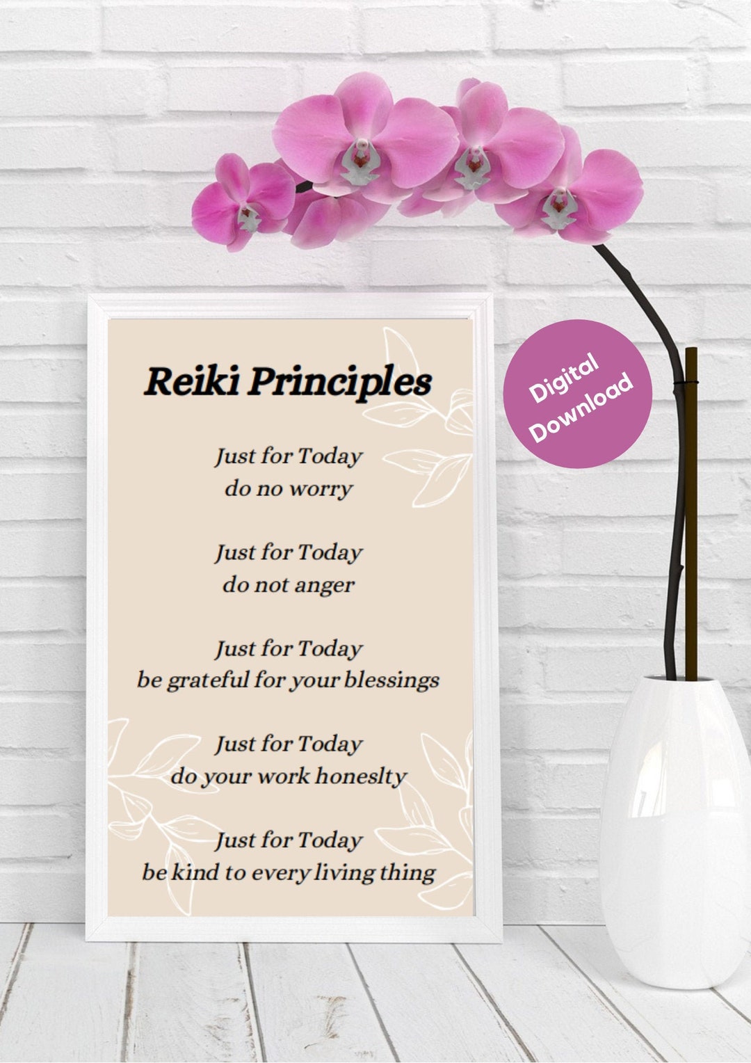 Reiki Principles Digital Print, Printable Reiki Art, Reiki Art, Reiki ...