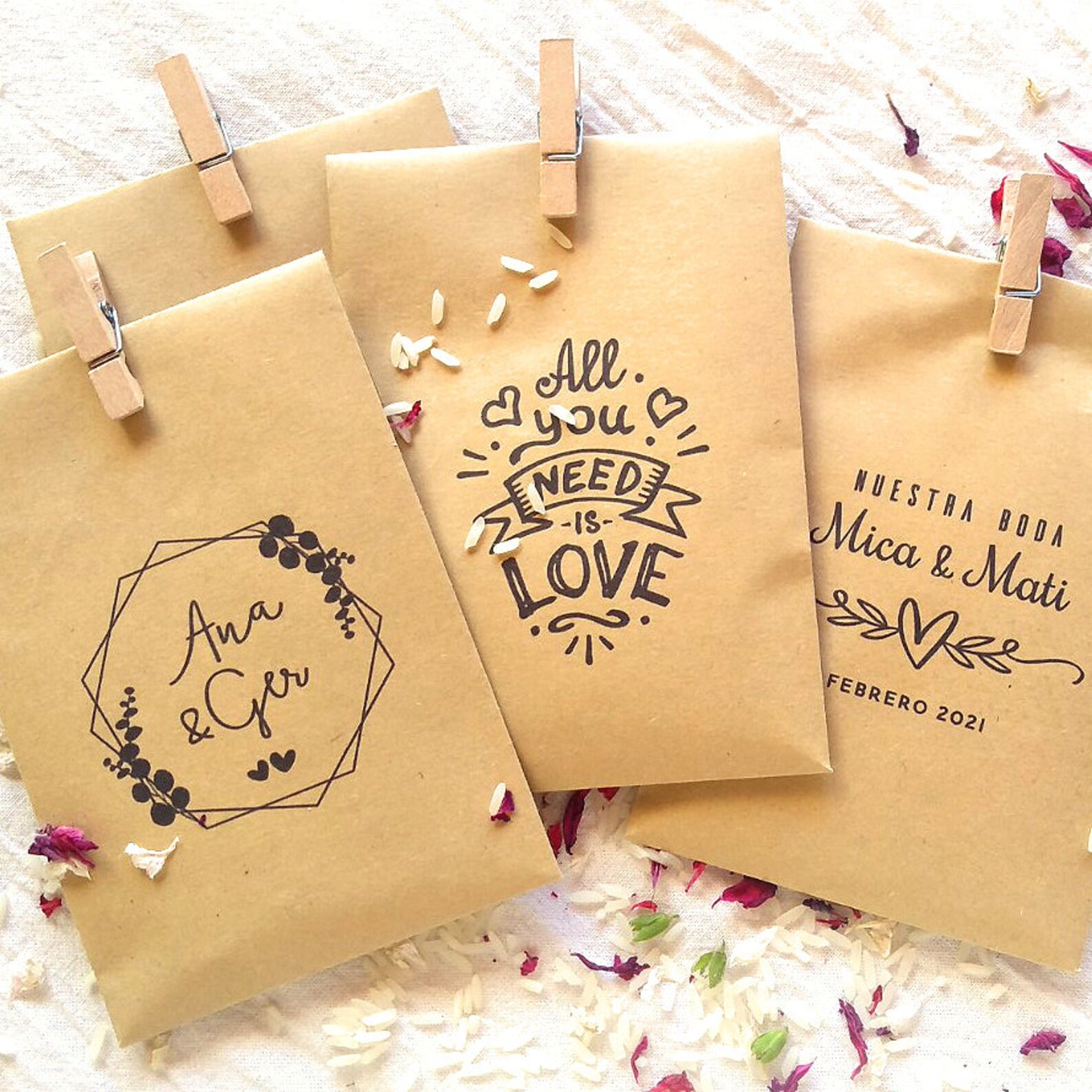 Wedding Favor Small Paper Bag MINI Wood Clothespin Small - Etsy