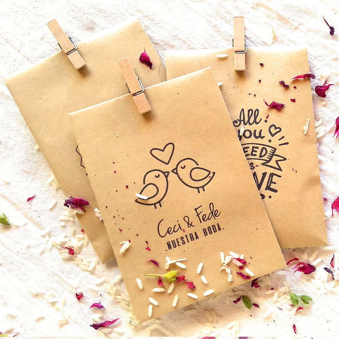 Wedding Favor Small Paper Bag MINI Wood Clothespin Small - Etsy