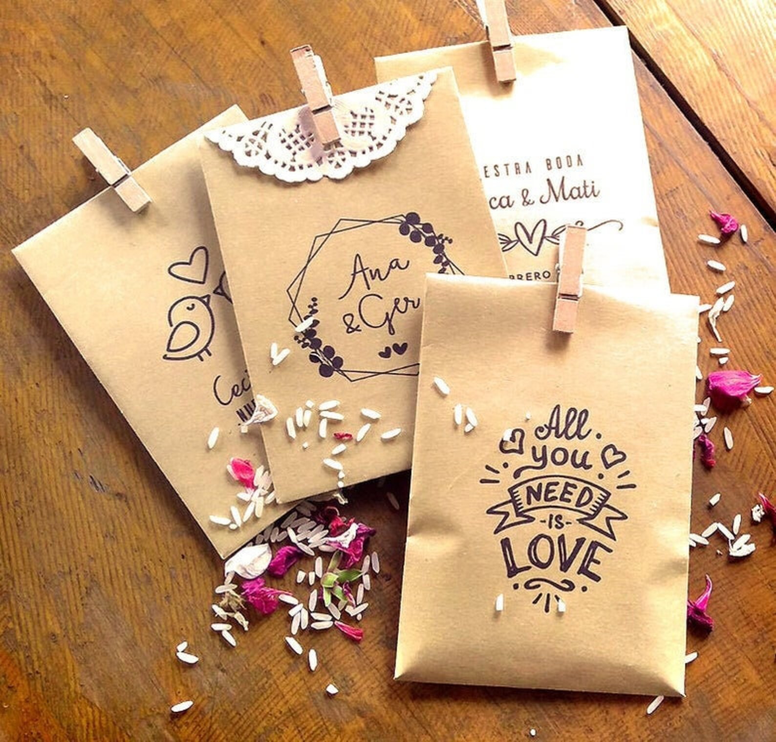 10 Wedding Favor Paper Bag 10 MINI Clothespins Small Sachet - Etsy