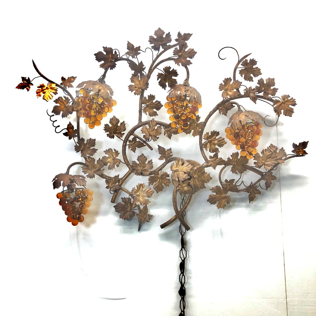 Glass Grapes Wall Light on Sculptural Vine - Etsy