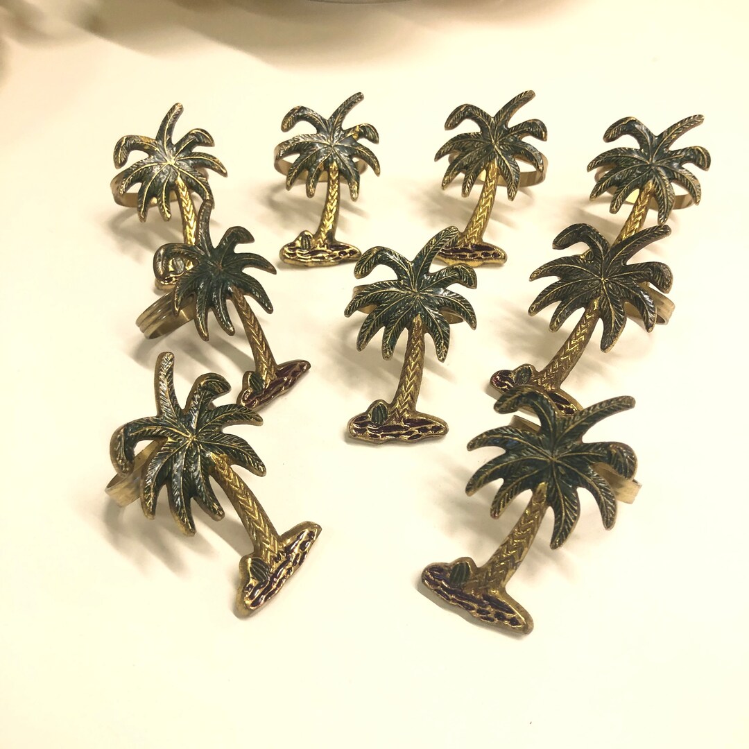 Brass Palm Tree Napkin Rings Set of 9 - Etsy