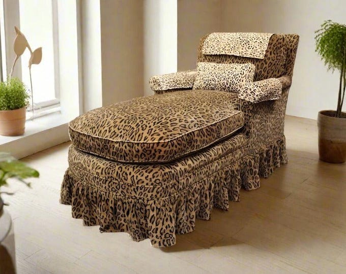 Vintage Down-filled Leopard Print Velvet Chaise Lounge - Etsy