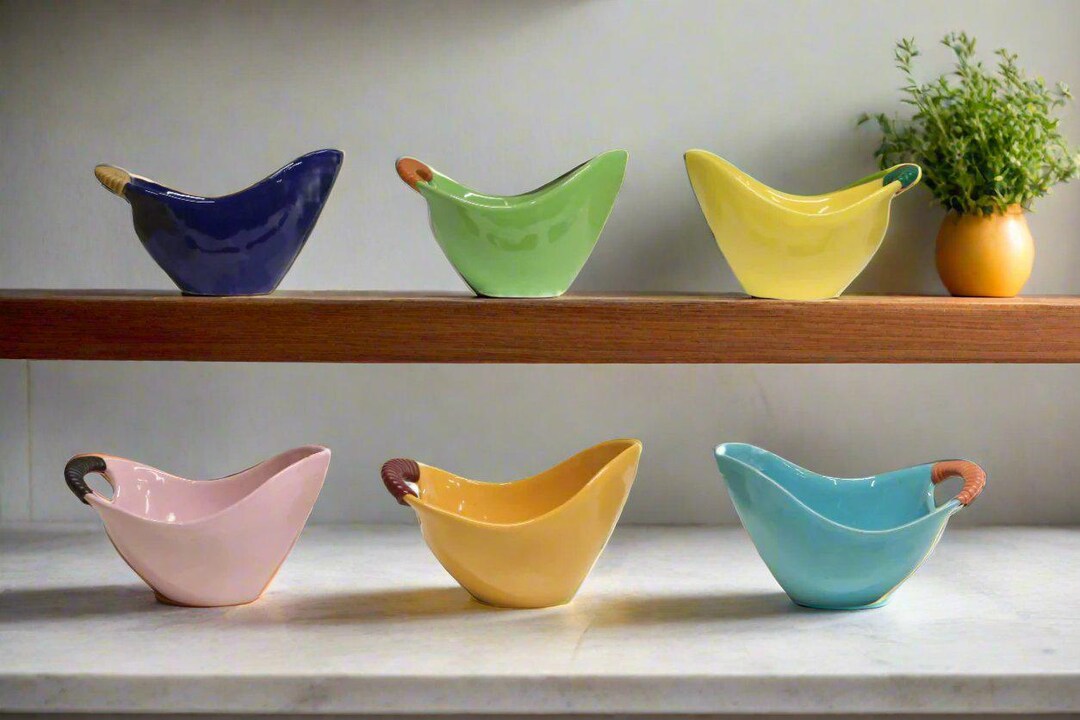Set of 6 Colorful Retro Ceramic Mini Gravy Sauce Boats Italy - Etsy