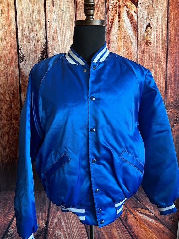 Vintage King Louie Satin Bomber Jacket Royal Blue wit… - Gem