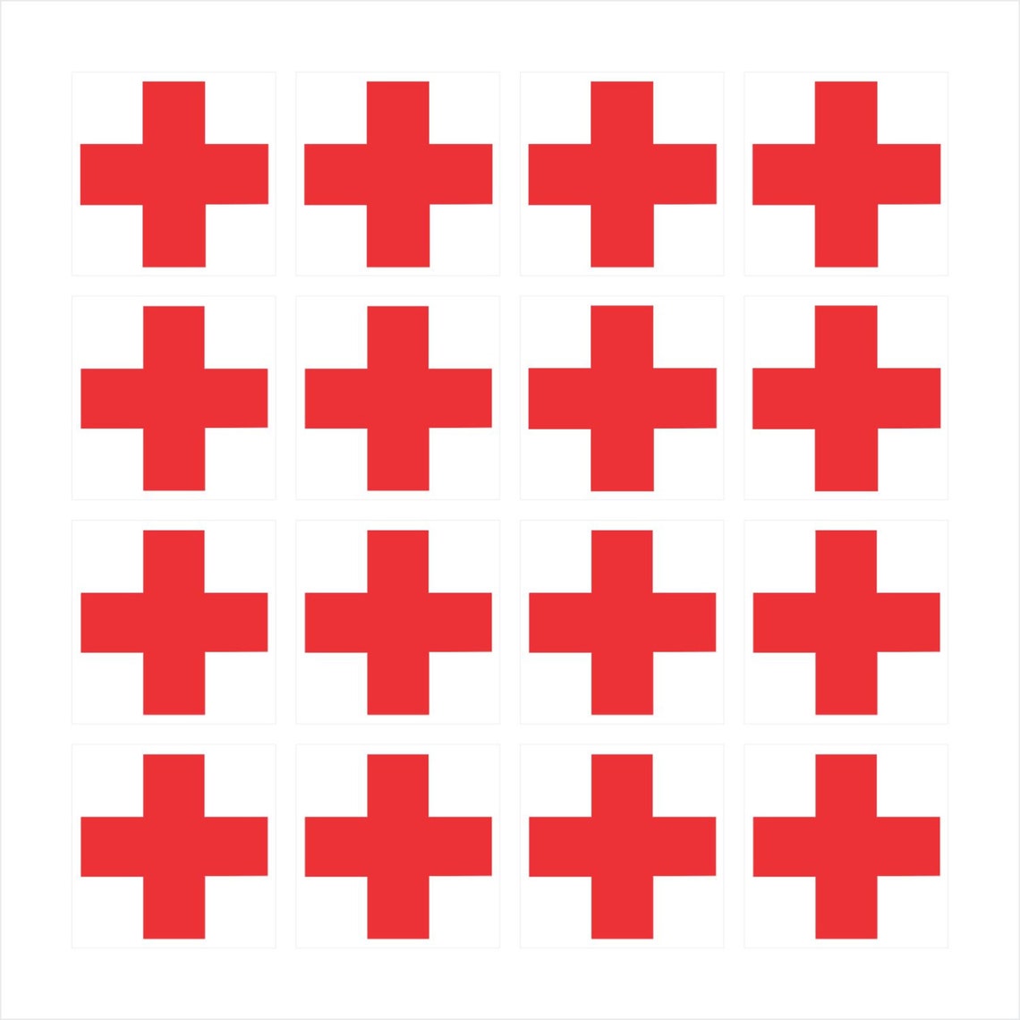 Red Cross on White Background Sheet of 16 Medical Window Car - Etsy