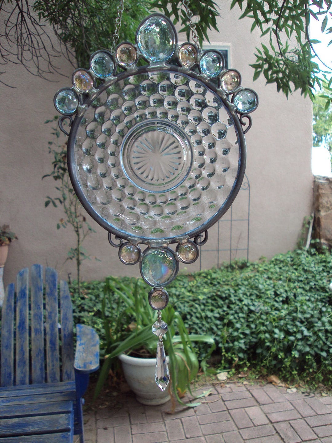 Blue Bubble Depression Glass Plate Suncatcher - Etsy