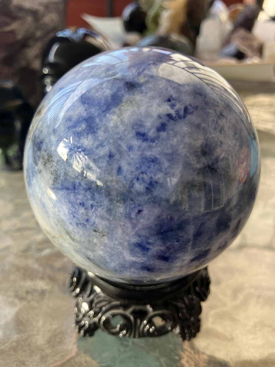 Brazilian Blue Quartz Sphere: Metaphysical Healing Crystal (1 Lb, 1.7oz ...