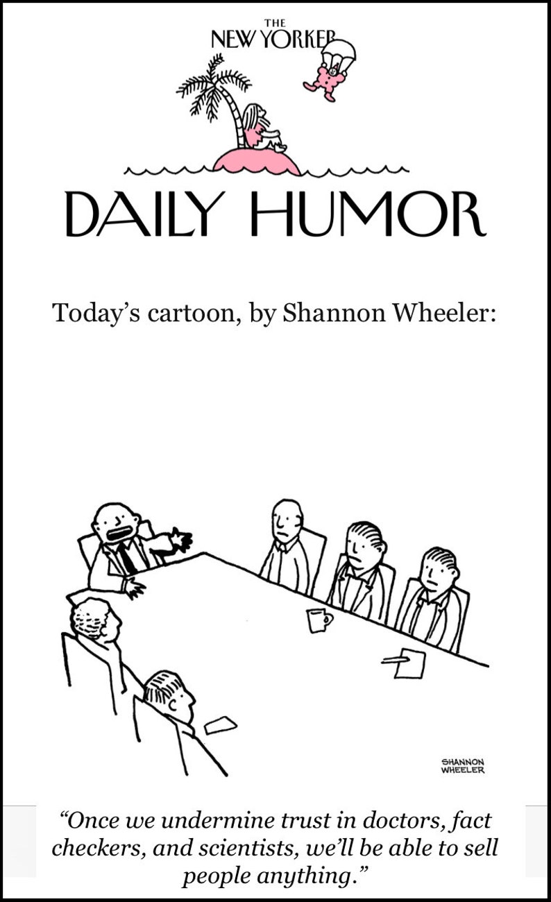 Art of New Yorker Cartoon once We Undermine Trust, We Can Sell Anything ...