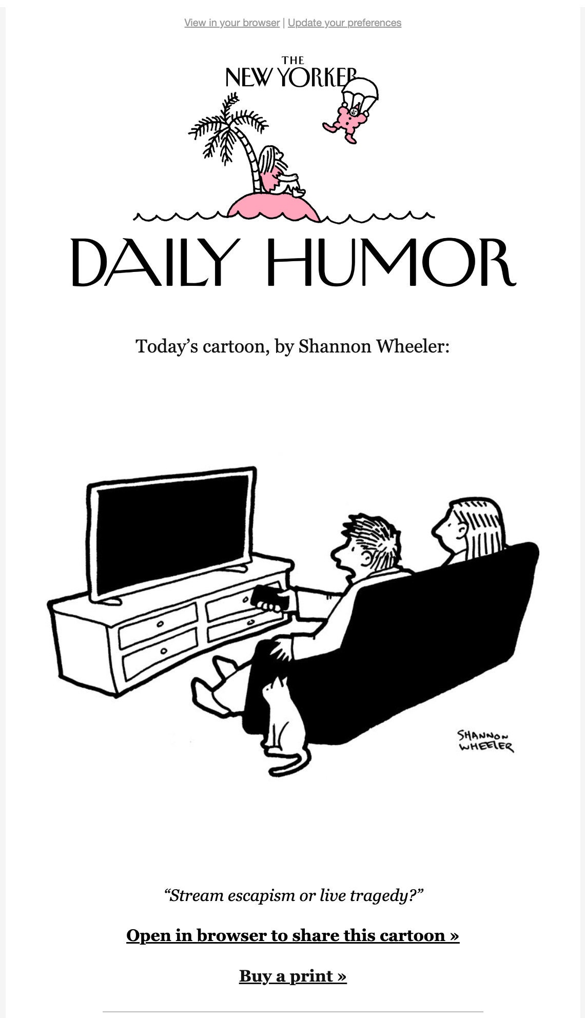 Art of "escapism or Tragedy" Nydaily Cartoon (original) - Etsy