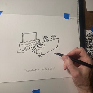 Art of "escapism or Tragedy" Nydaily Cartoon (original) - Etsy