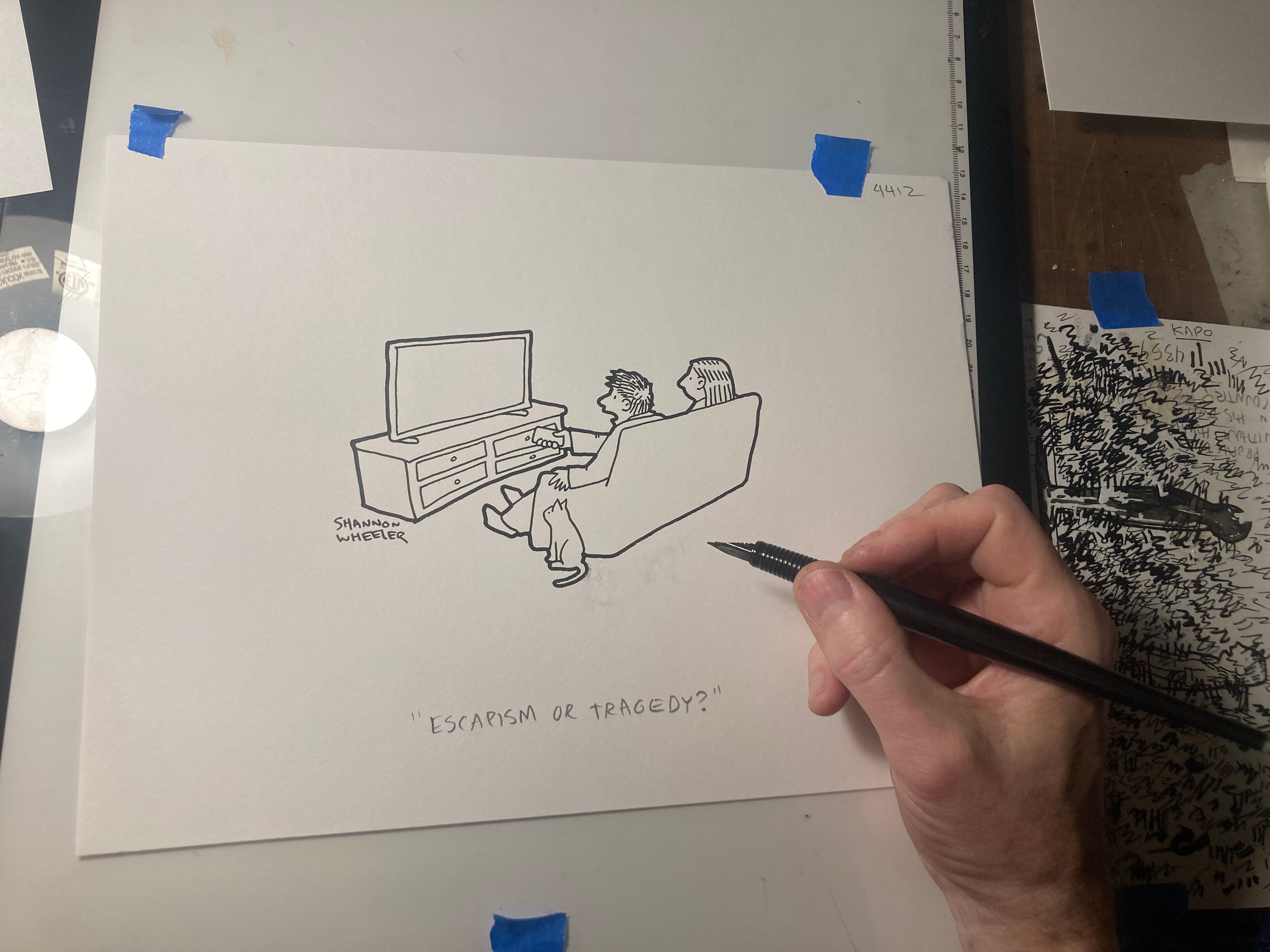 Art of "escapism or Tragedy" Nydaily Cartoon (original) - Etsy