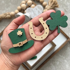 St. Patrick's Day Tiered Tray Decor Set | Rustic Leaf Clover| Wood ...