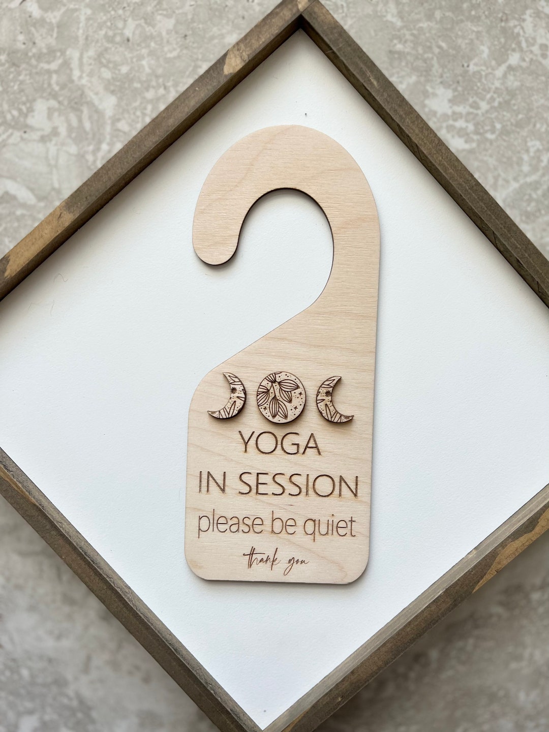Engraved Yoga in Session Sign | in Session Door Handle Sign | Yoga Gift ...