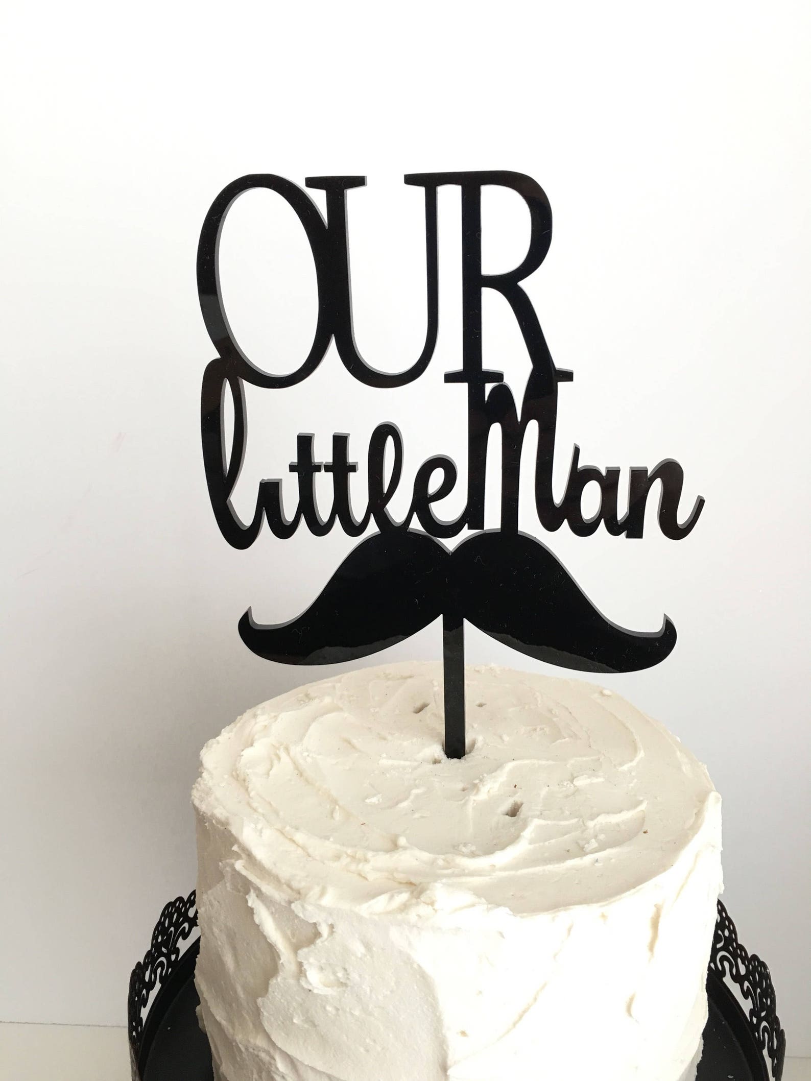 Little man cake topper black acrylic cake topper Oh boy | Etsy