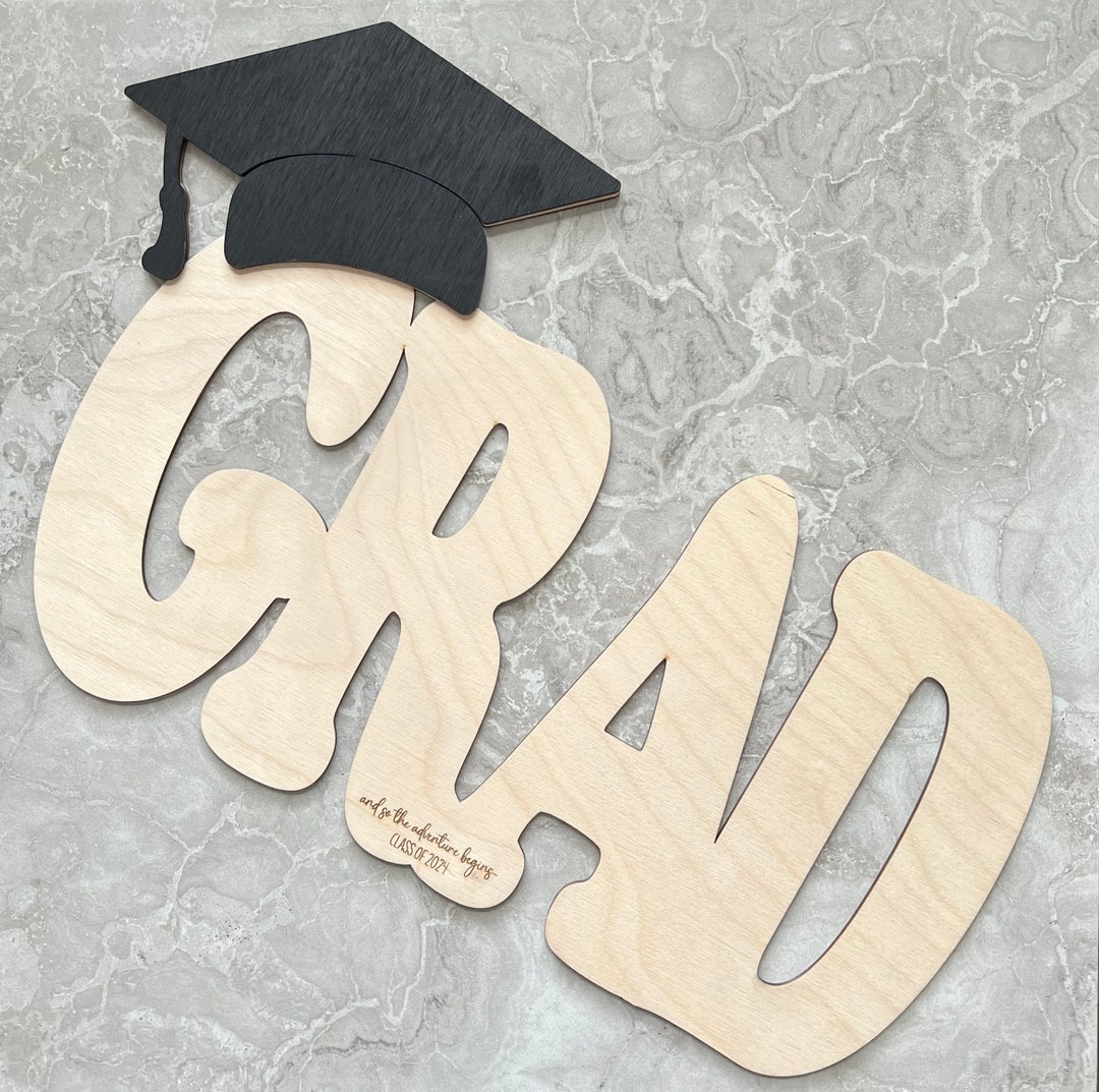 Grad Sign Graduation Cap Wood Sign 2024 Grad Party Backdrop Decor High ...