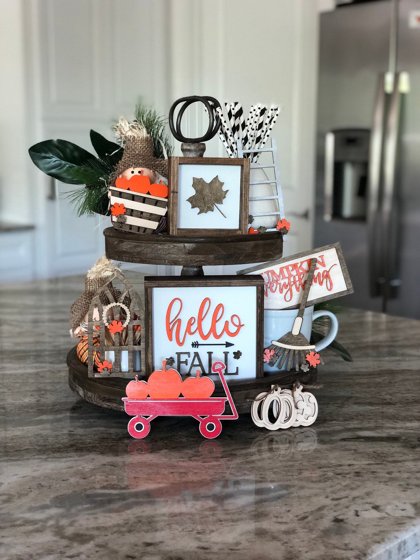 Hello Fall Bundle Autumn Decor Tiered Tray Sign Fall | Etsy