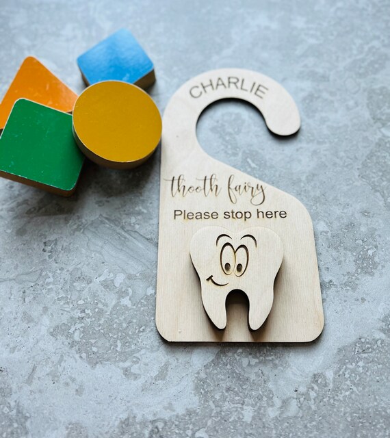 Personalized Tooth Fairy Please Stop Here Tooth Holder For Door Handle ...