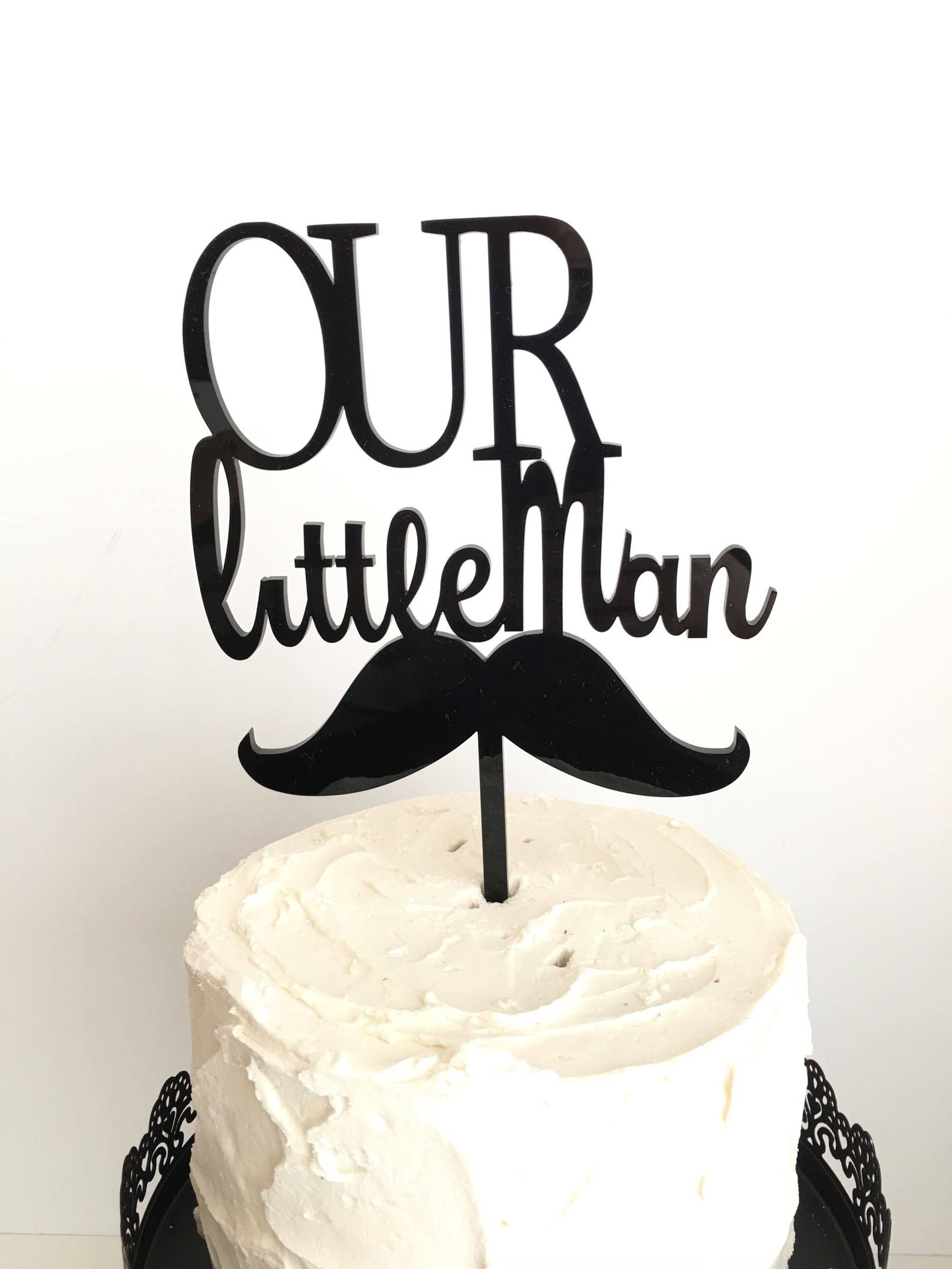 Little man cake topper black acrylic cake topper Oh boy | Etsy