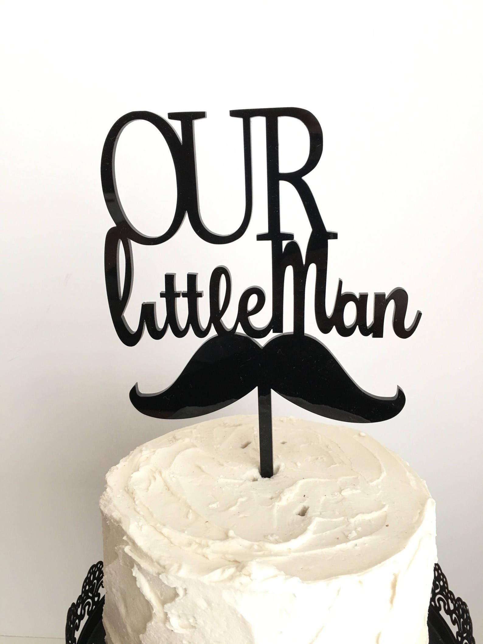 Little man cake topper black acrylic cake topper Oh boy | Etsy